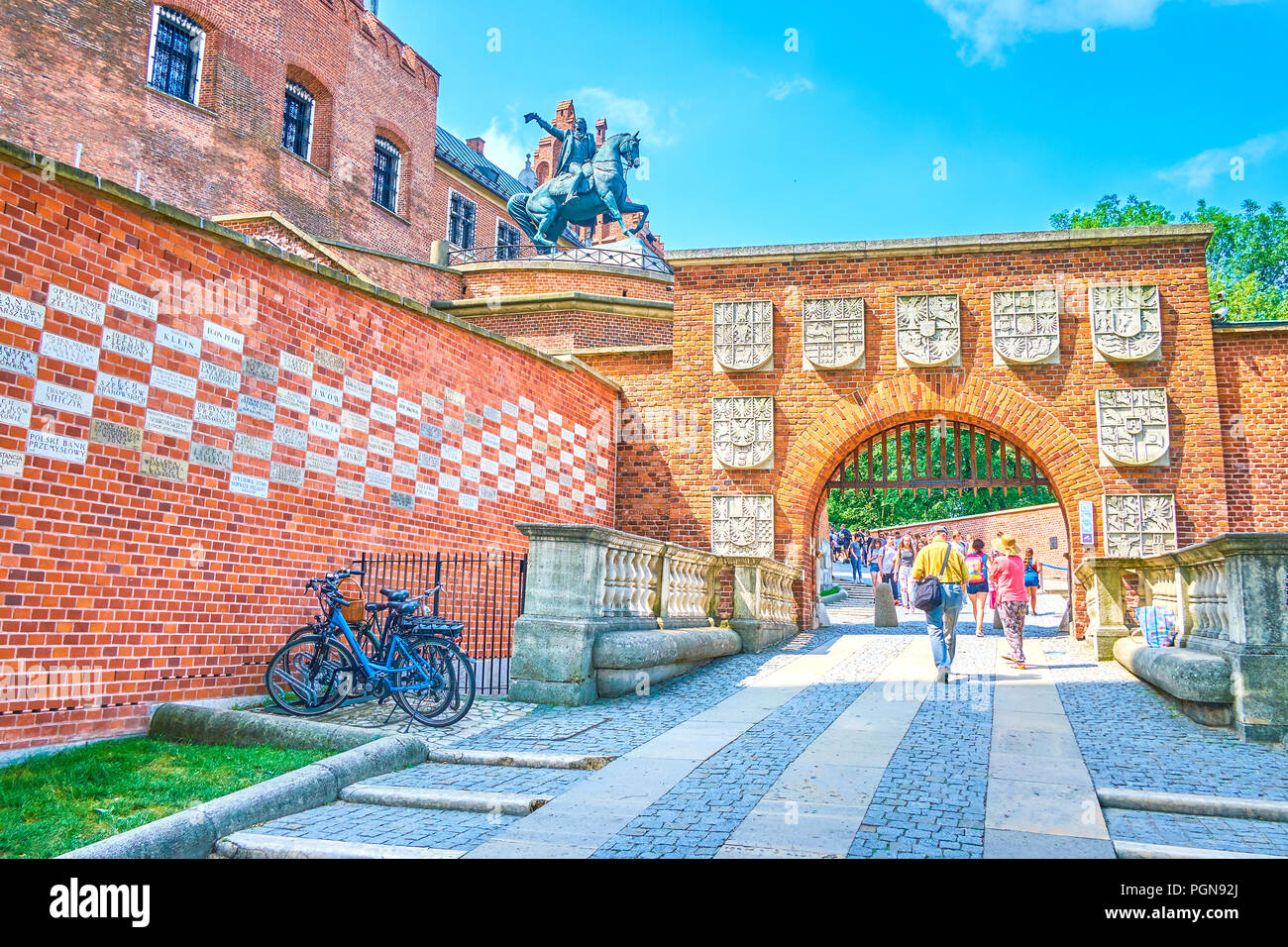 KRAKOW, POLAND - JUNE 11, 2018: Wawel Coat of Arms Gates are the main ...