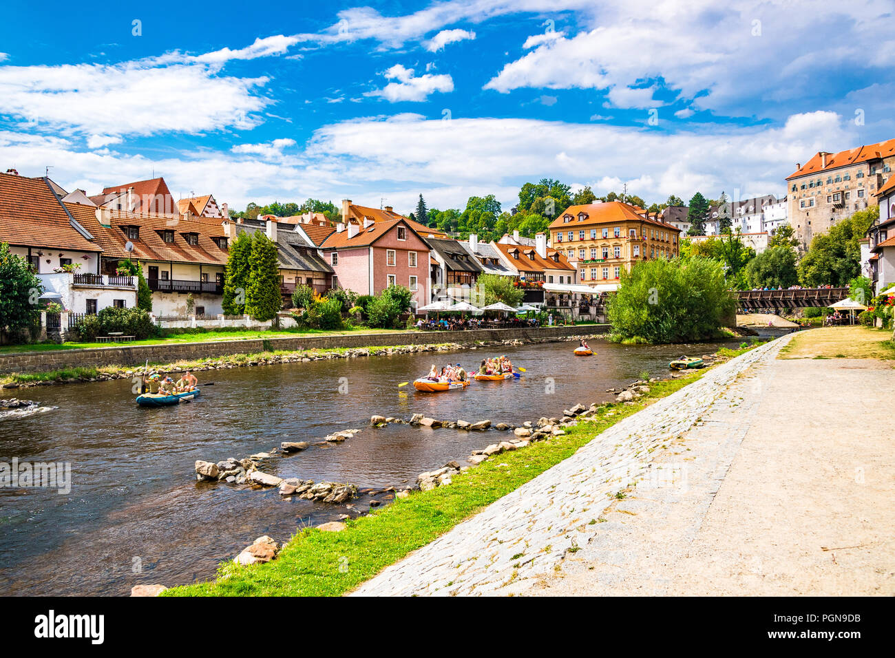 Rafting on the Vltava River. The Vltava River runs through the town ...