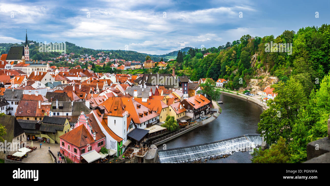 The Valta River runs through the town centre of the beautiful Český ...
