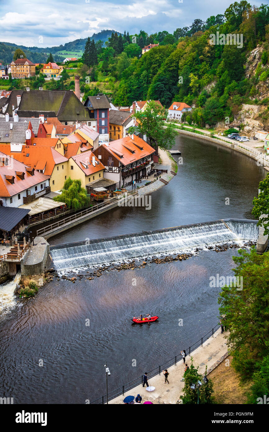 The Valta River runs through the town centre of the beautiful Český ...
