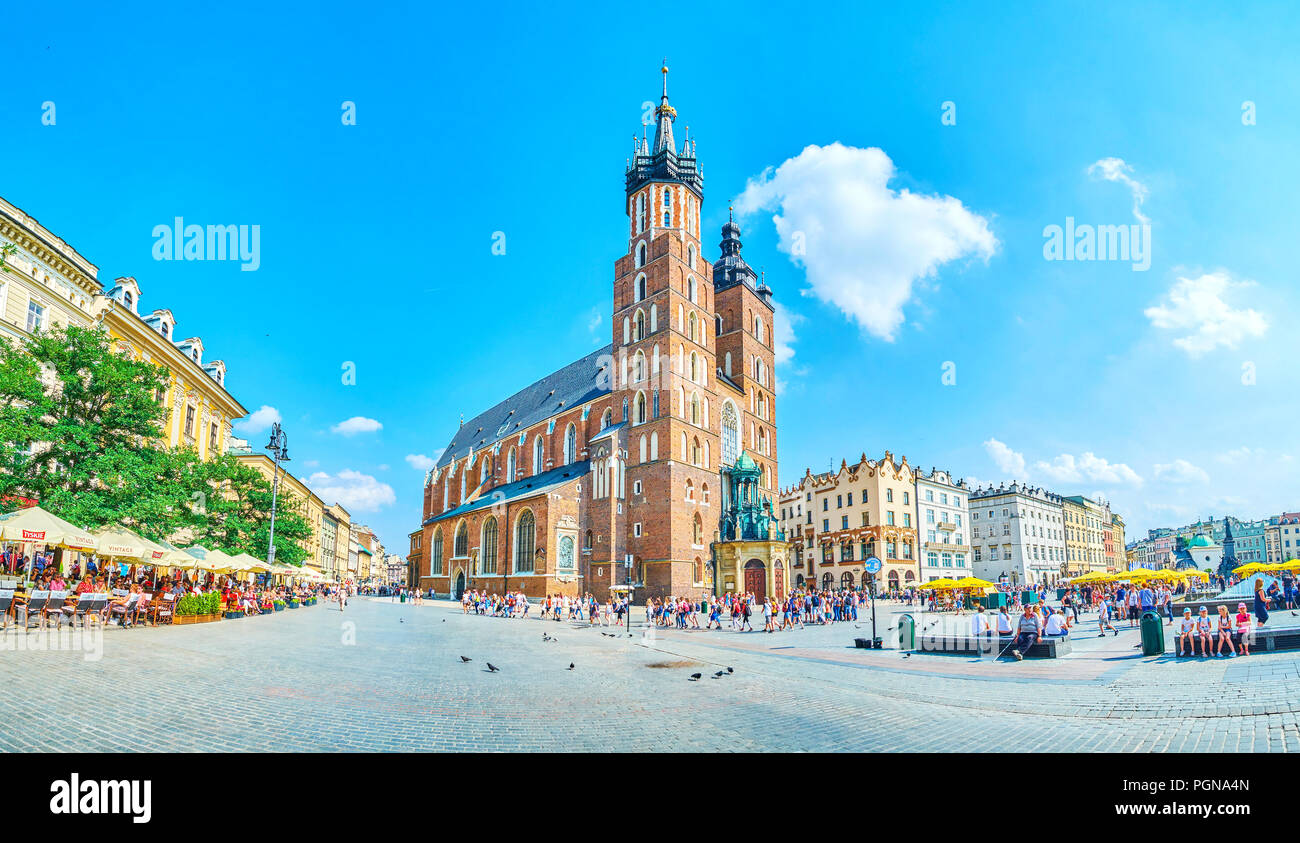 KRAKOW, POLAND - JUNE 11, 2018: The Main Market Sqaure is the main ...