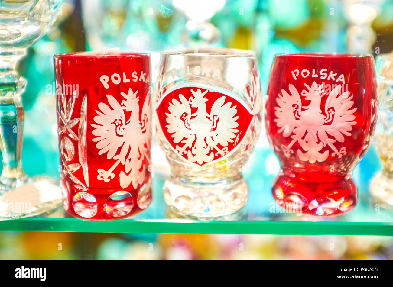 Beautiful handpaint wineglasses with emblem of Poland are fine ...