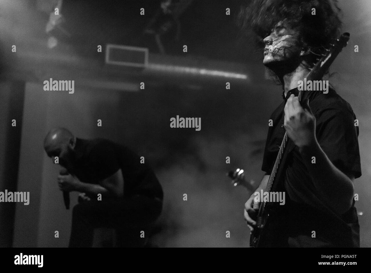 Bergamo, Italy - August 26, 2018: Italian Death Metal band Hideous ...