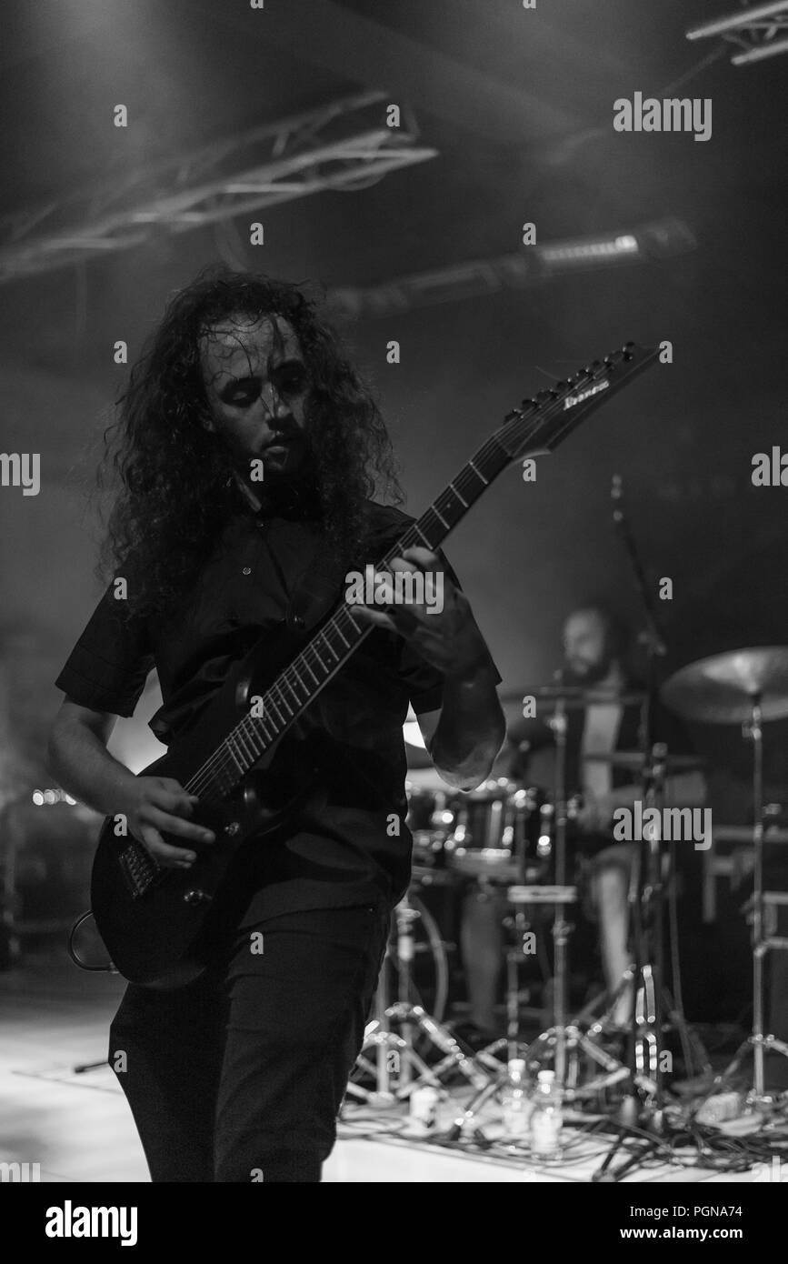 Bergamo, Italy - August 26, 2018: Italian Death Metal band Hideous ...