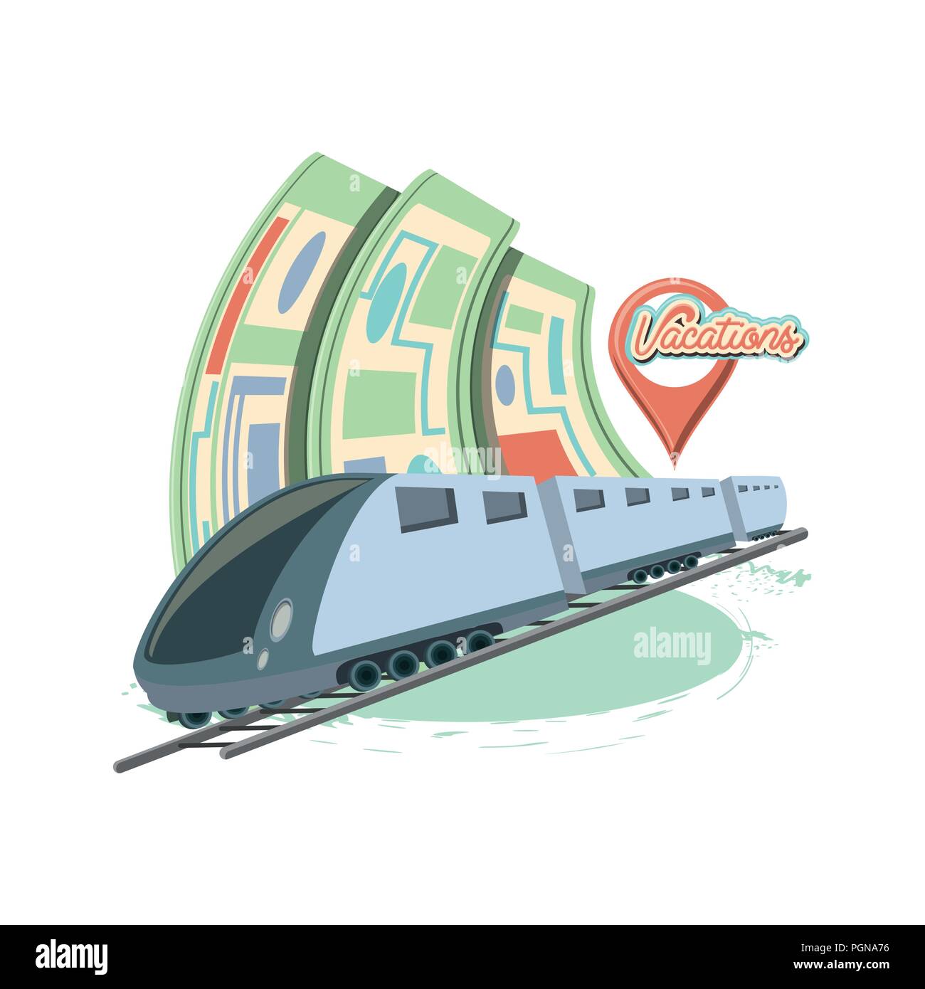 travel vacation with train fast vector illustration design Stock Vector ...