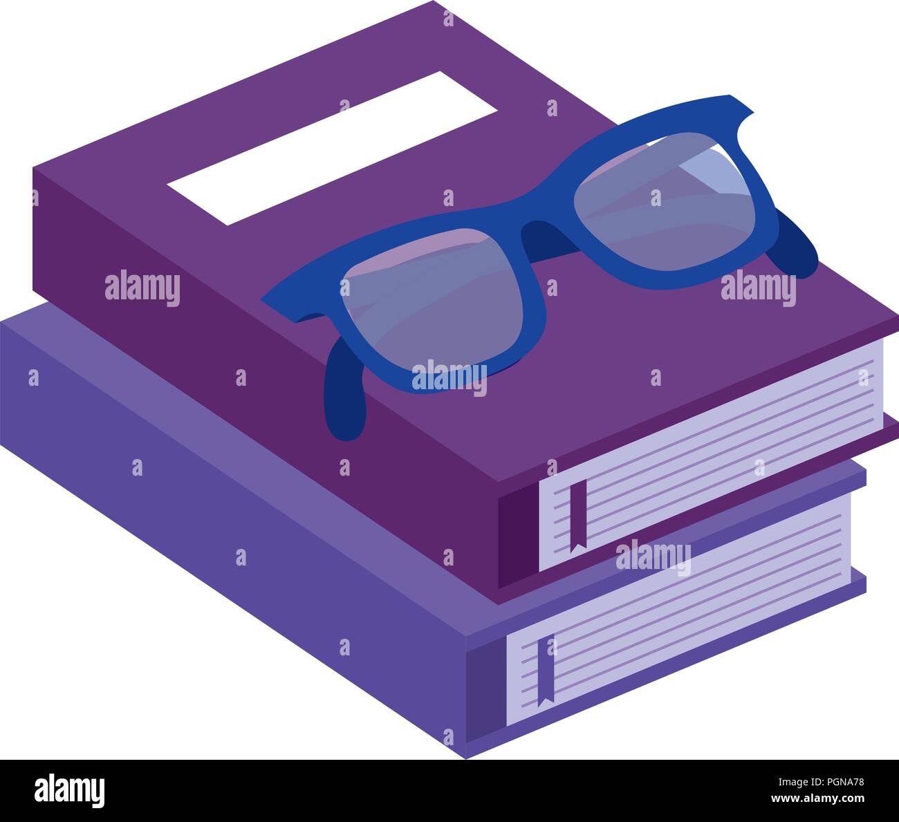 pile text books with glasses vector illustration design Stock Vector ...