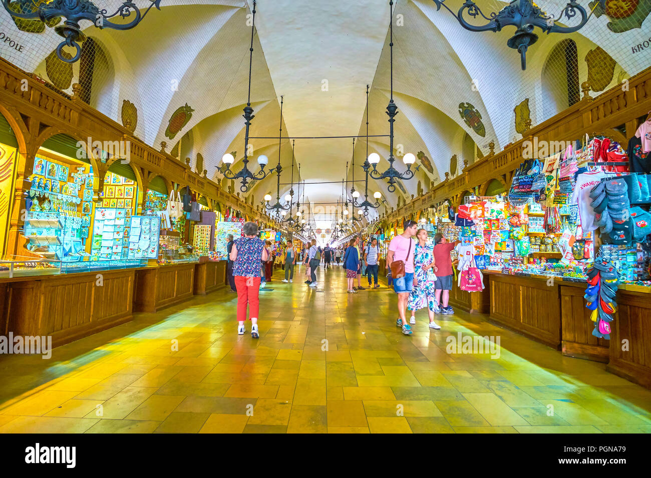 KRAKOW, POLAND - JUNE 11, 2018: Beautiful interior of Cloth Hall ...