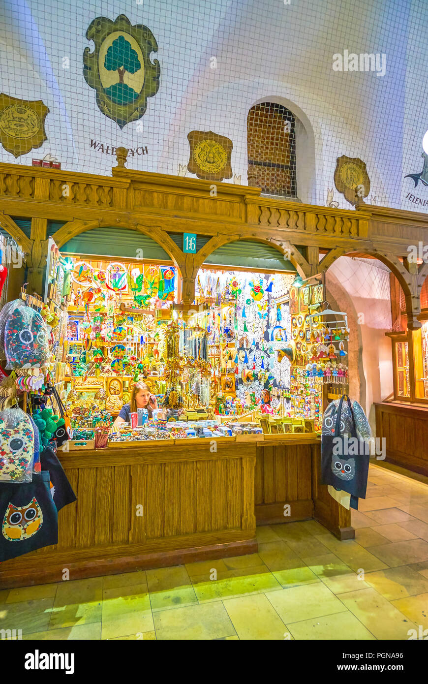 KRAKOW, POLAND - JUNE 11, 2018: Sukiennice is the central souvenir ...