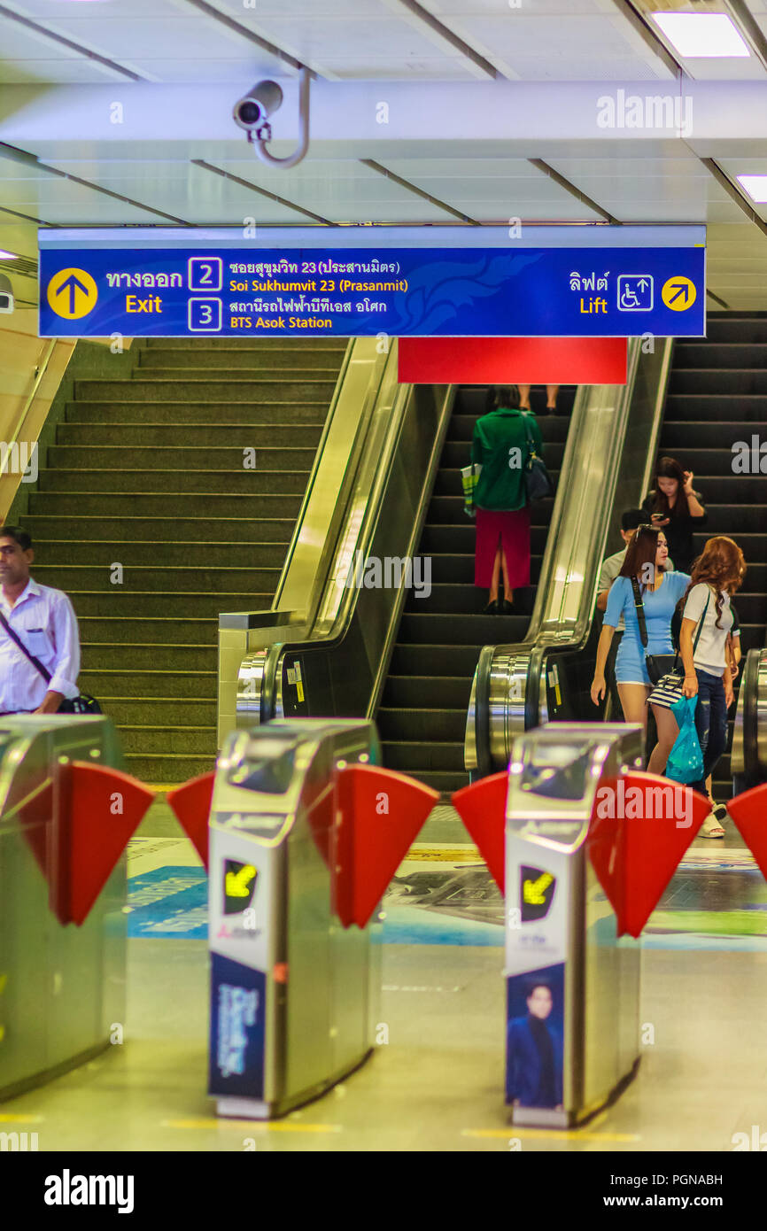 Bangkok, Thailand - February 21, 2017: Passengers bought ticket in ...