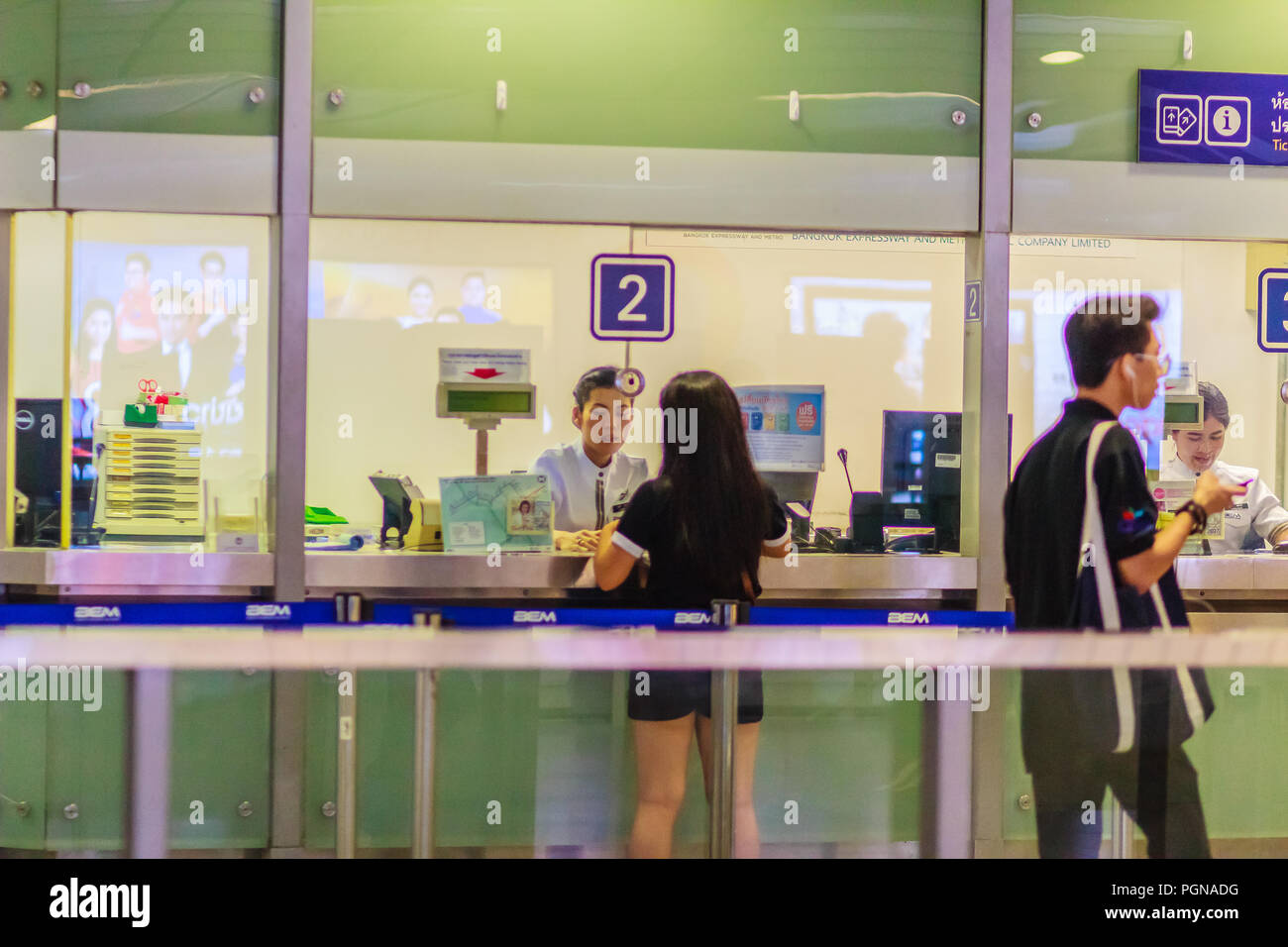 Bangkok, Thailand - February 21, 2017: Passengers bought ticket in ...