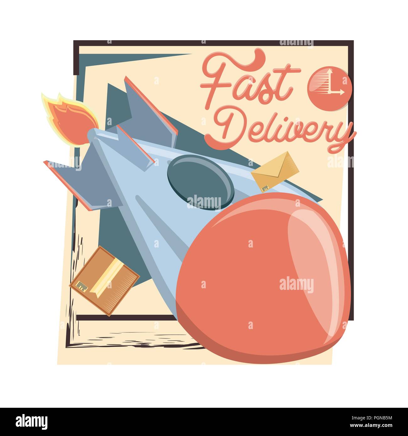 fast delivery service with rocket vector illustration design Stock ...
