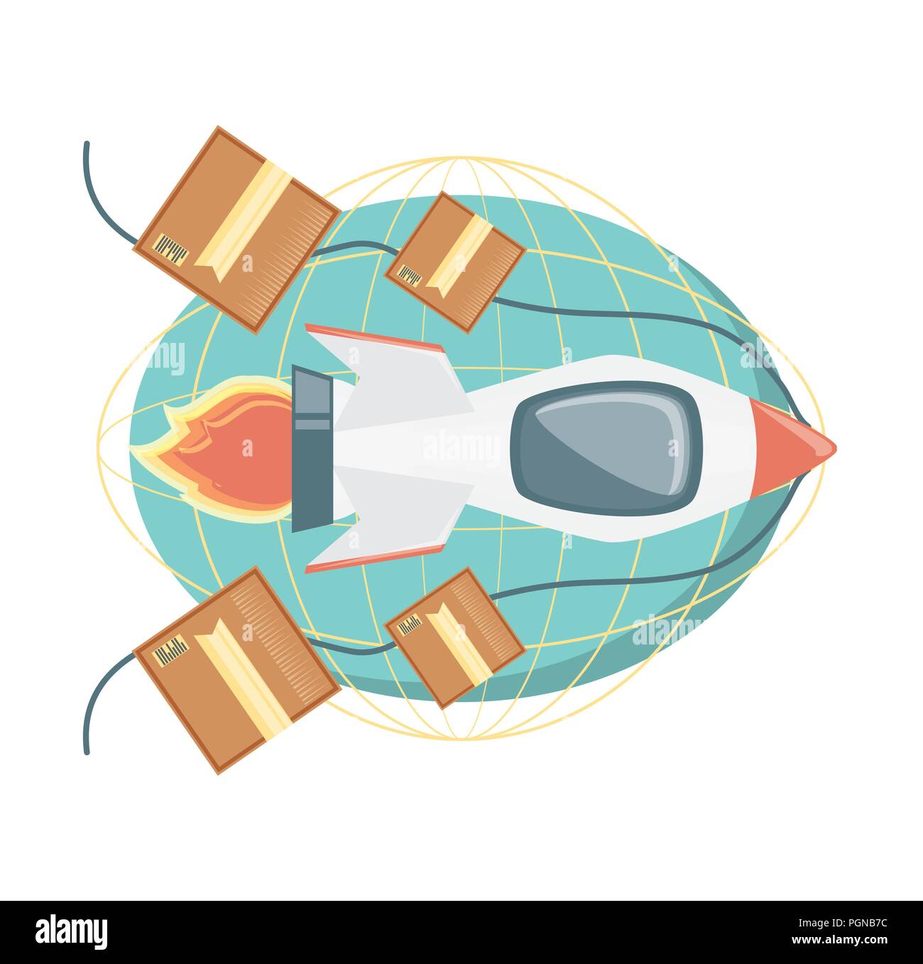 fast delivery service with rocket vector illustration design Stock ...