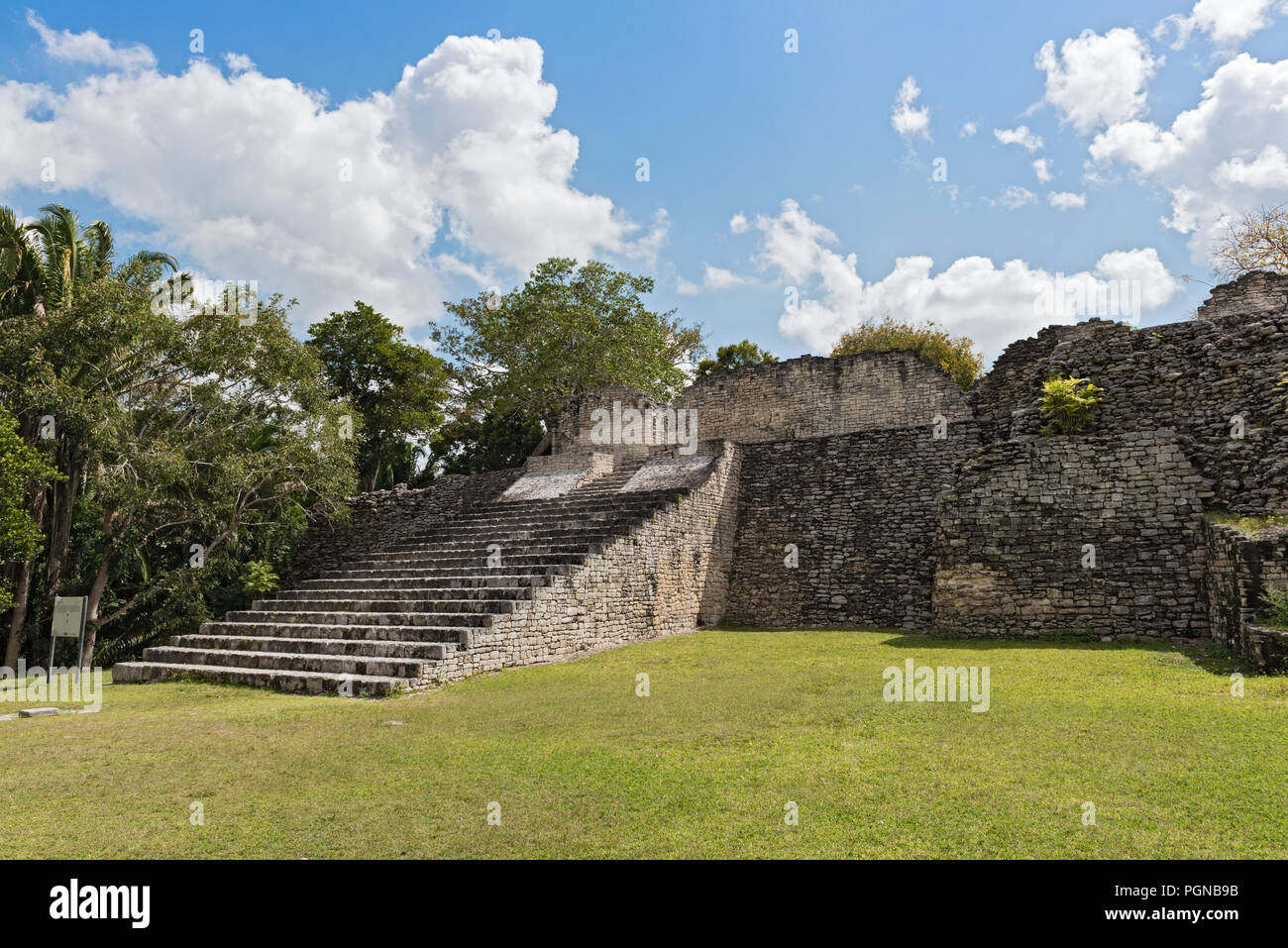 The ruins of the ancient Mayan city of Kohunlich, Quintana Roo, Mexico ...