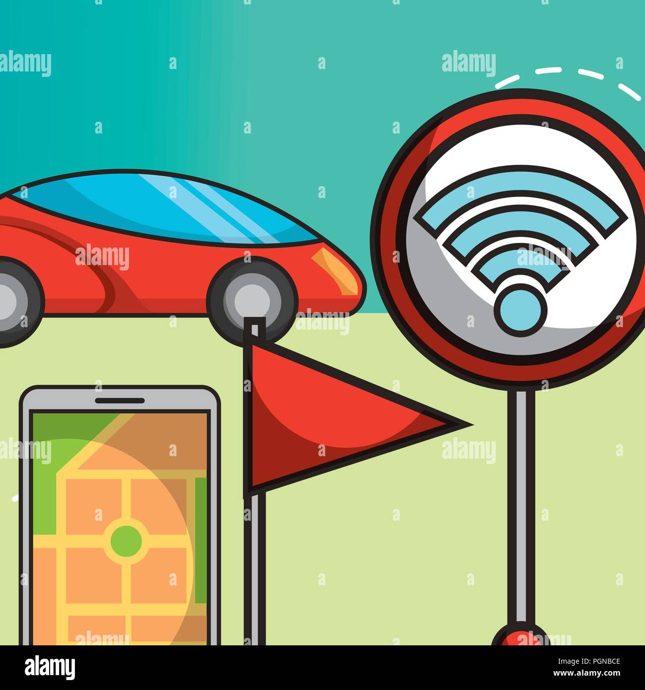 autonomous car concept Stock Vector Image & Art - Alamy
