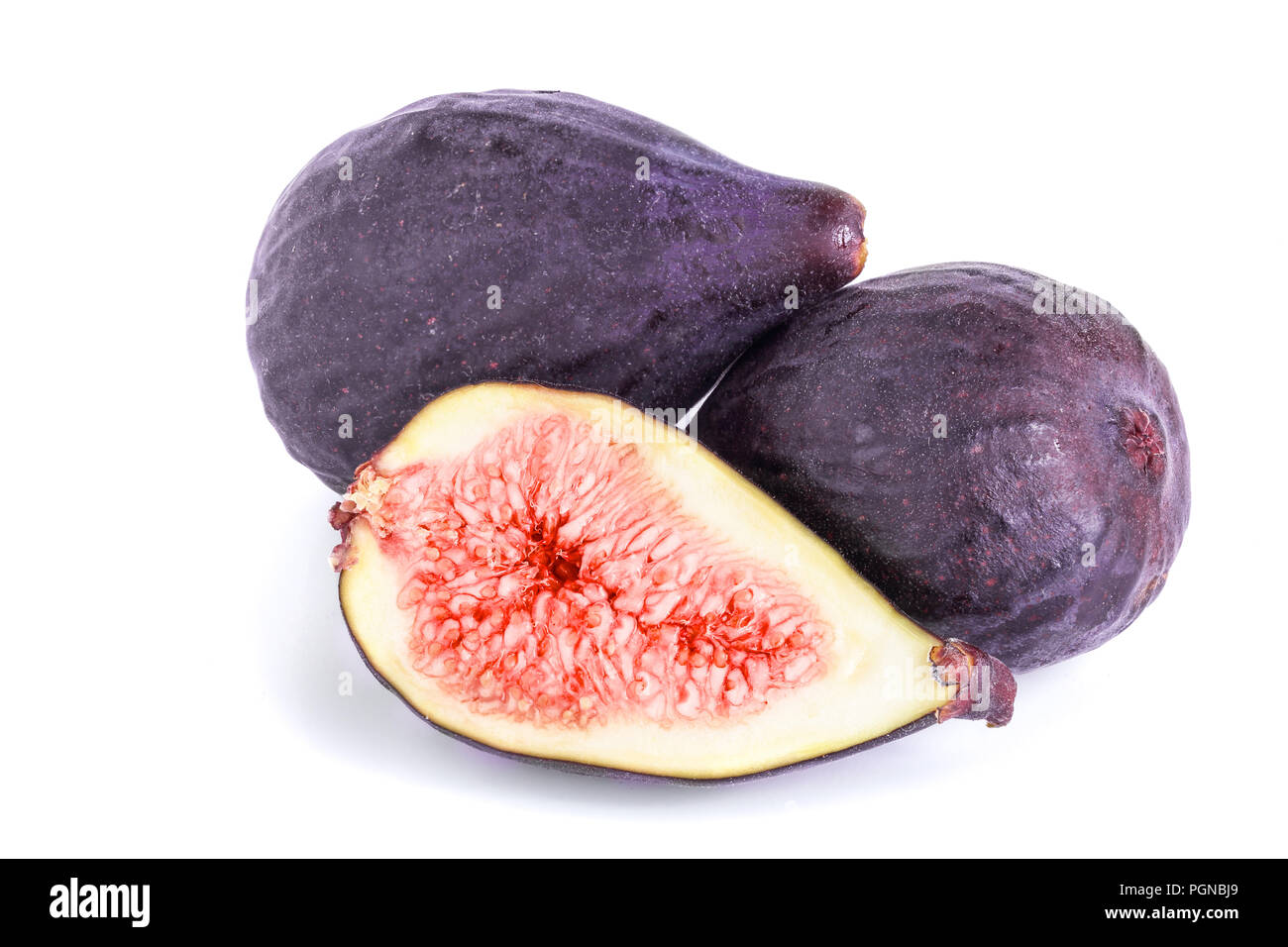 Fresh fig fruit and half isolated on white background Stock Photo - Alamy