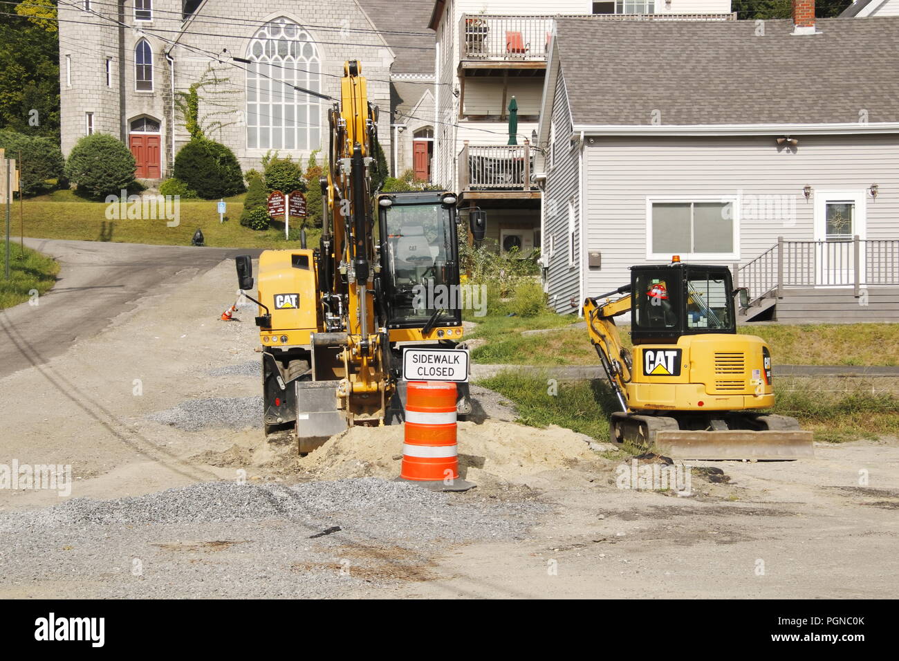 Sidewalk Closed due to road work Stock Photo - Alamy