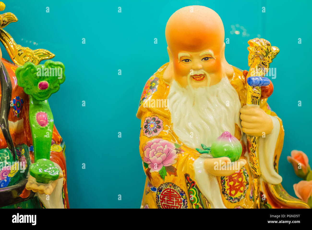Close up sculpture of Cai Shen, Chinese God of wealth, God of fortune ...