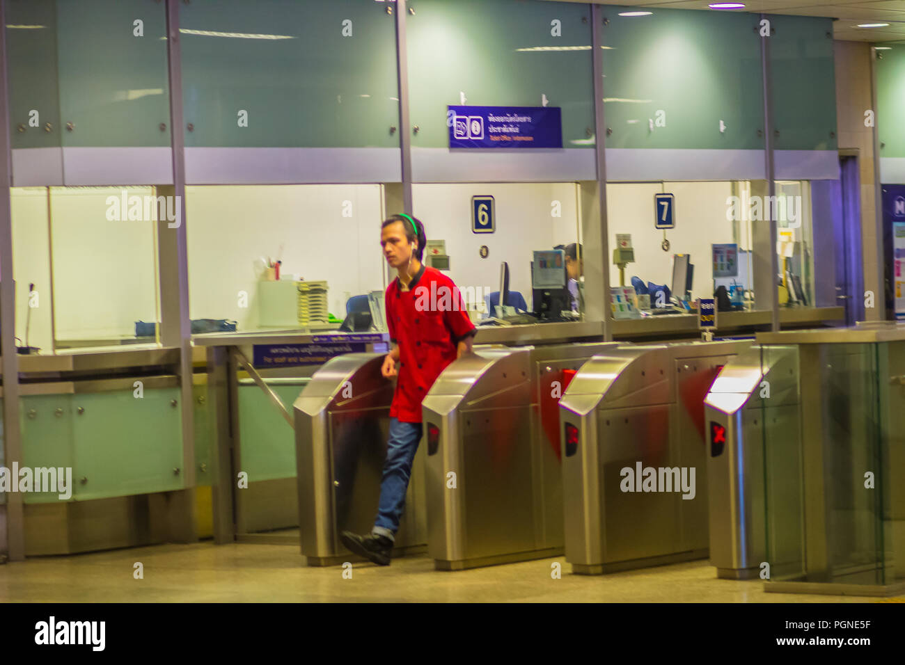 Bangkok, Thailand - February 22, 2017: Unidentified passenger access ...