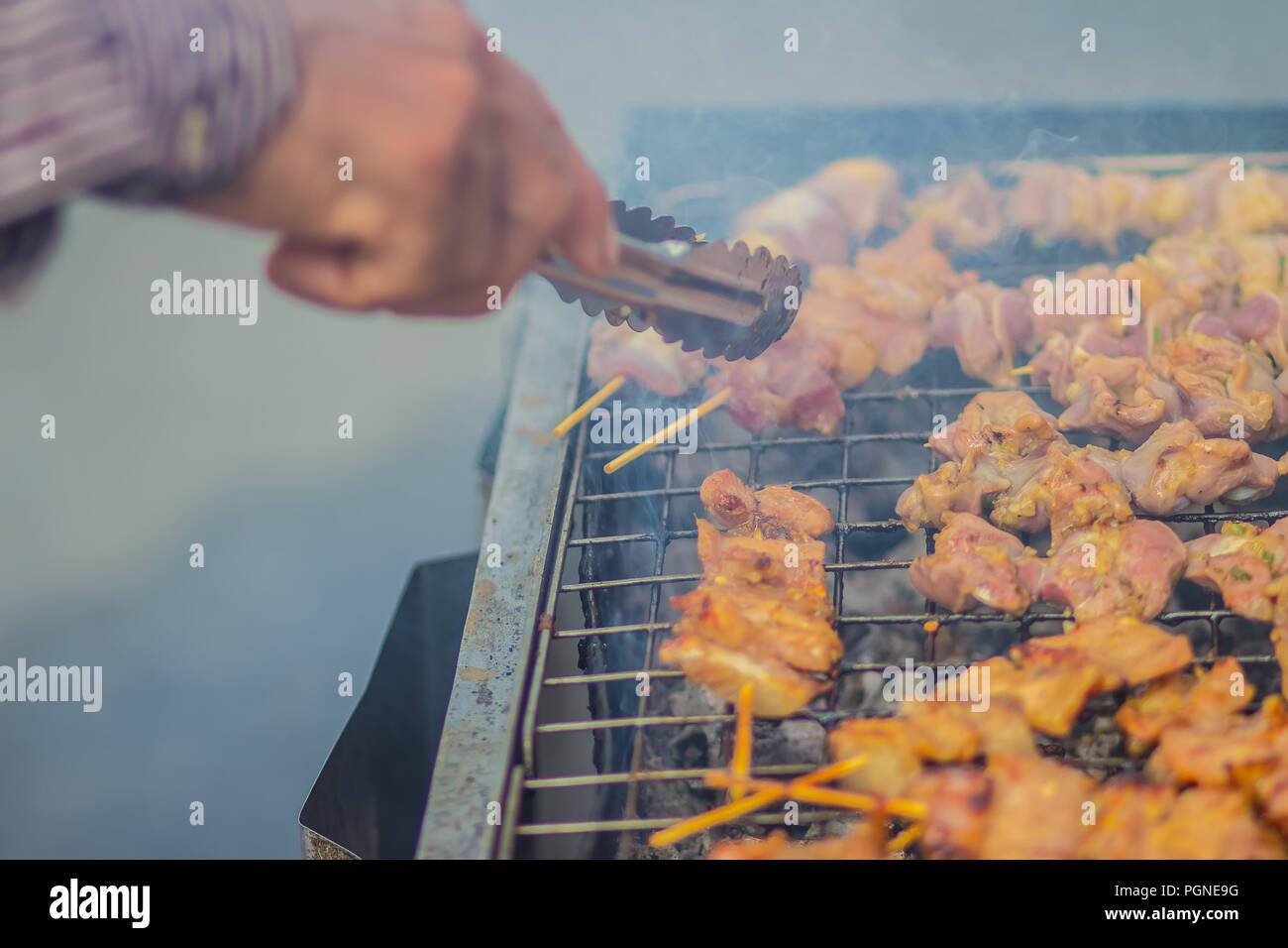 Close up of satay stall in bangkok market hi-res stock photography and ...