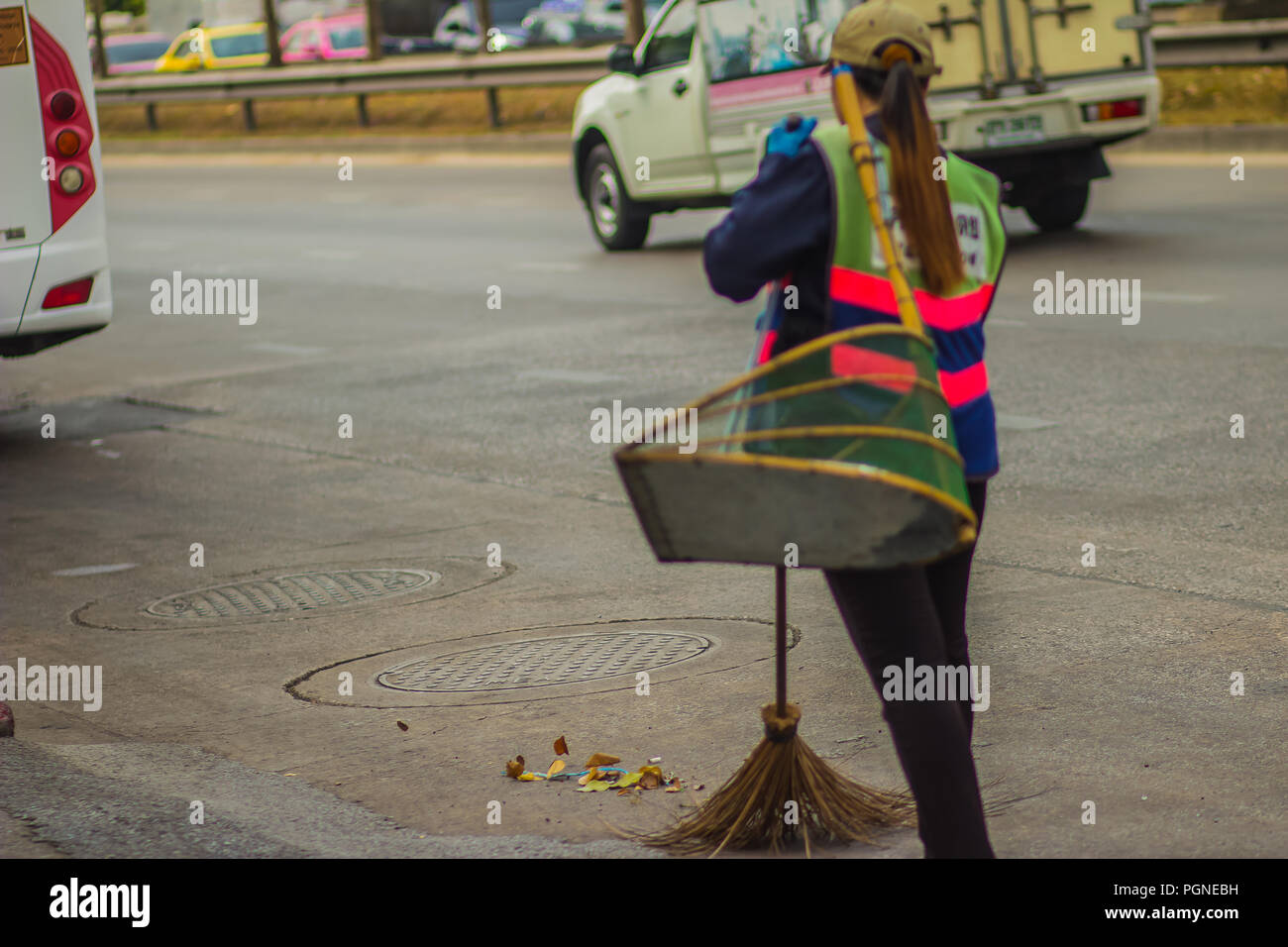 Thailand street sweeper hi-res stock photography and images - Alamy