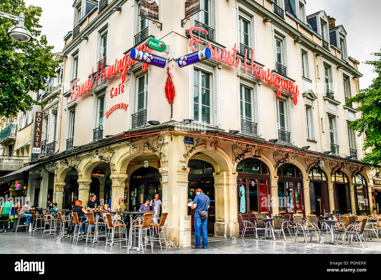 People outside Cafe Ernest Hemingway in Place Drouet D Erlon in Reims ...