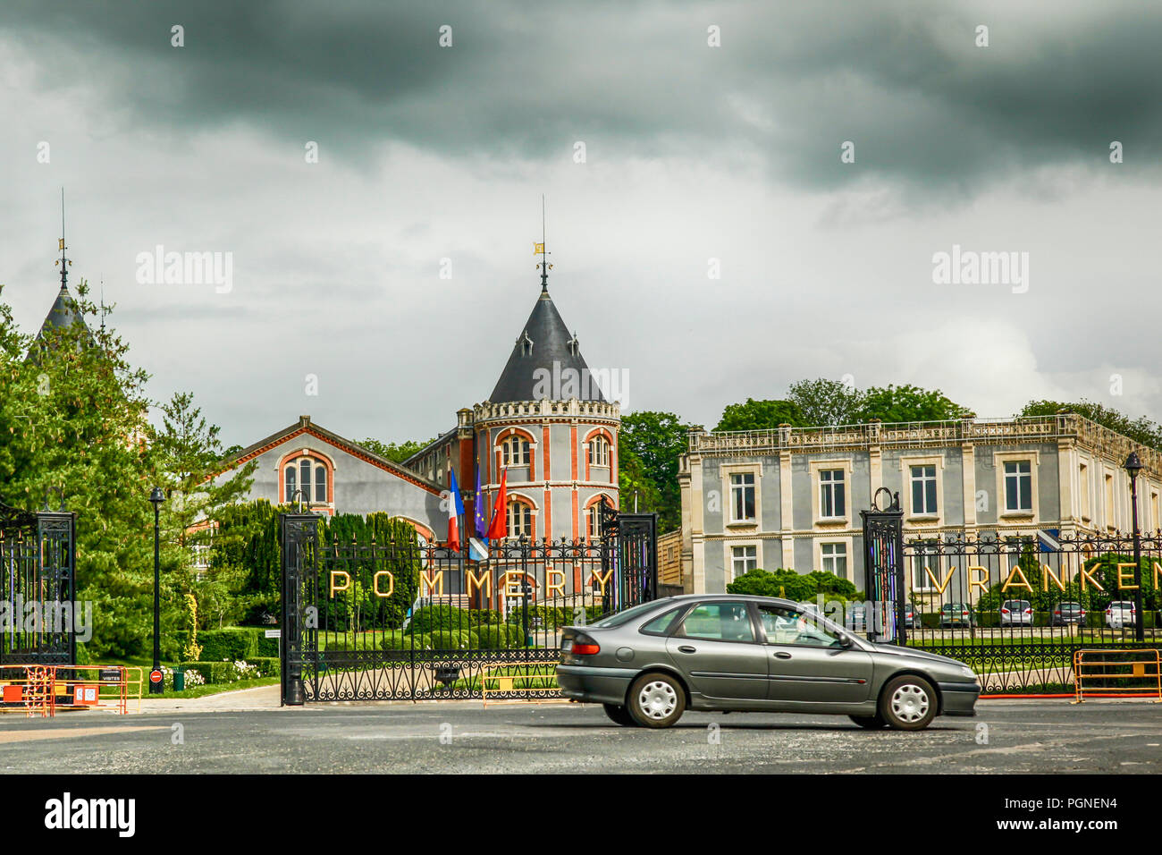 The entrance gates to the Elizabethan-style Vranken-Pommery champagne ...