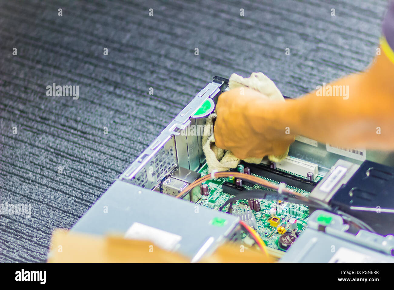 Close up hands of technician during repair desktop computer Stock Photo ...