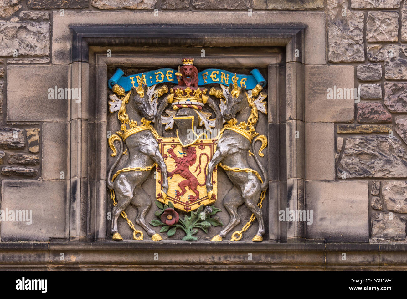 Edinburgh, Scotland, UK - June 14, 2012: Closeup of Royal Scottish Lion ...