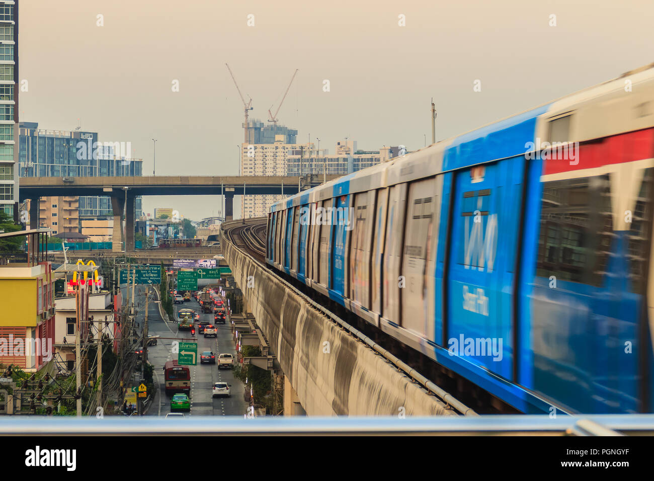 Bts railway on sukhumvit road hi-res stock photography and images - Alamy