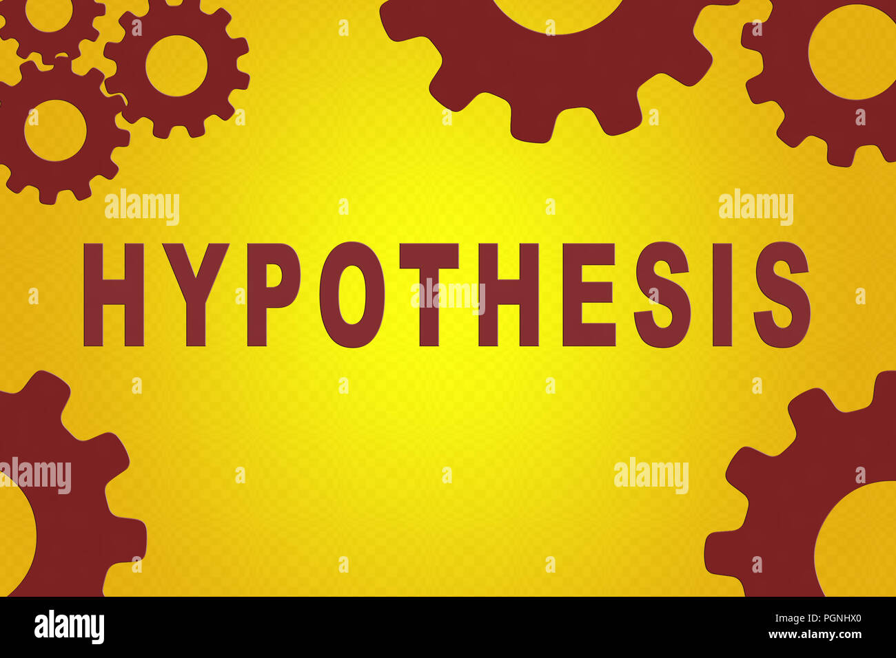 HYPOTHESIS sign concept illustration with red gear wheel figures on ...