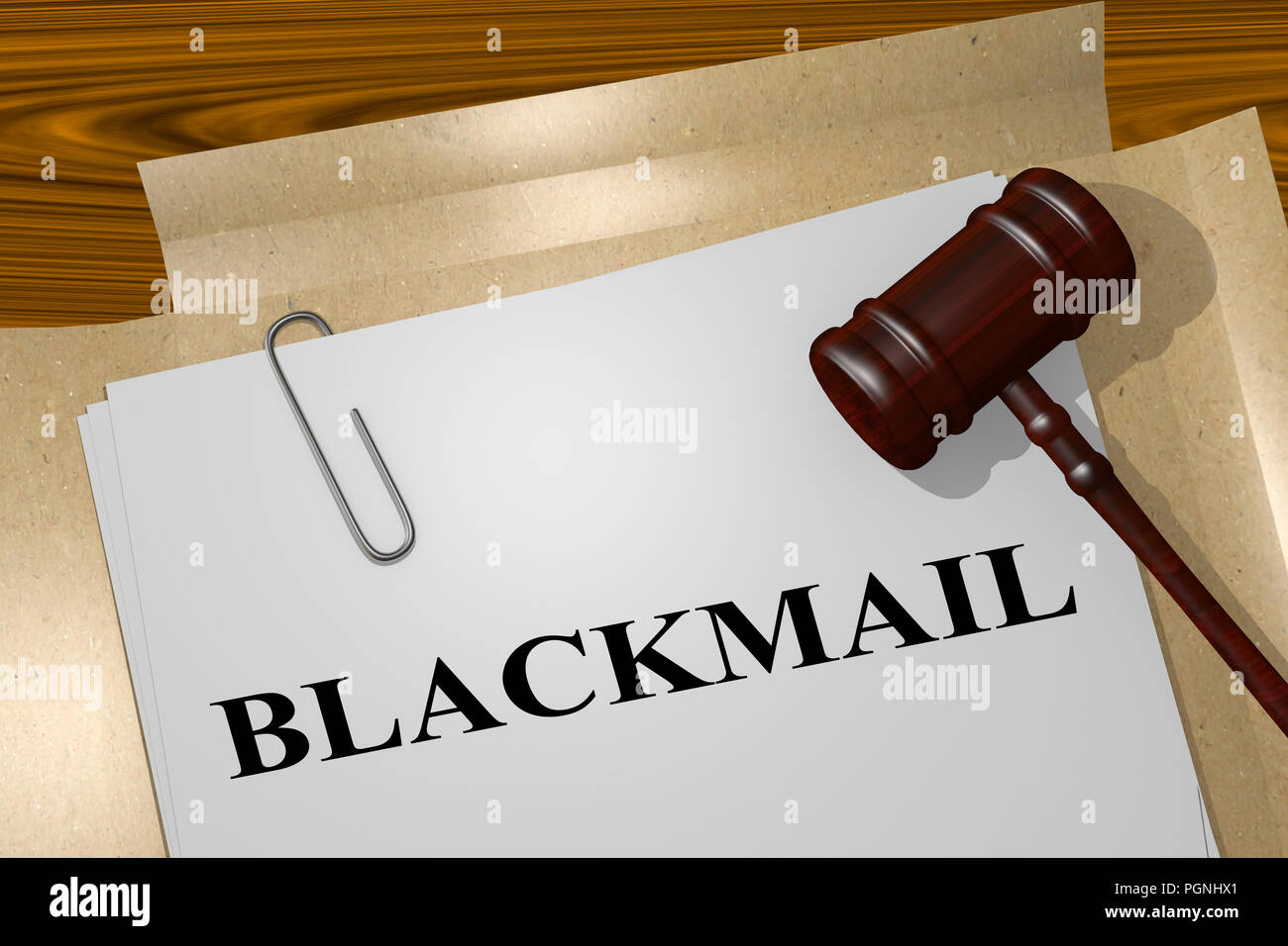 3D illustration of BLACKMAIL title on legal document Stock Photo - Alamy