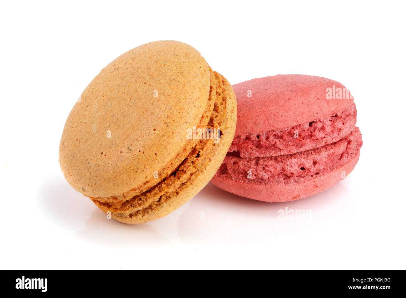 orange and red macaroon isolated on white background closeup Stock ...