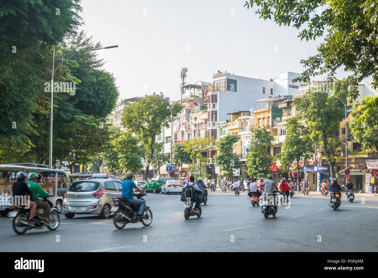 Hanoi,Vietnam - November 2,2017 : View of busy traffic in an ...
