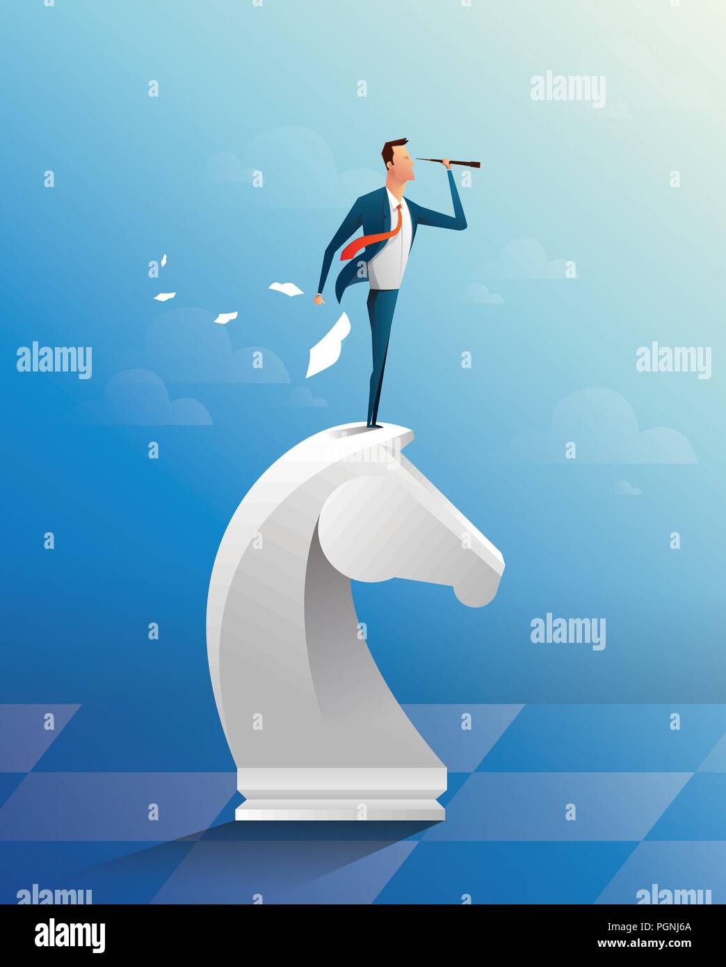 Cartoon illustration businessman planning future hi-res stock ...