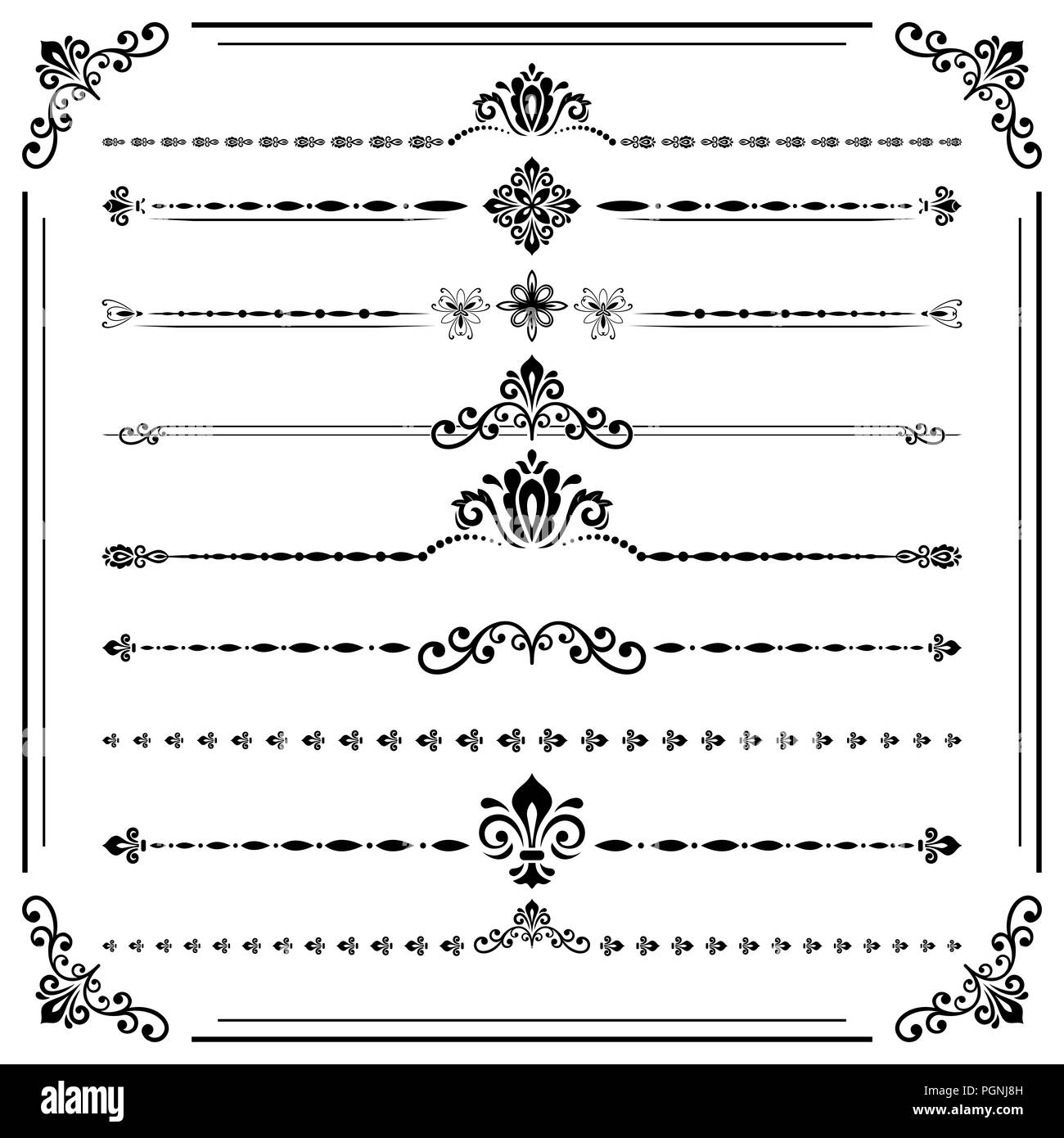 Vintage Set of ector Horizontal Elements Stock Photo - Alamy