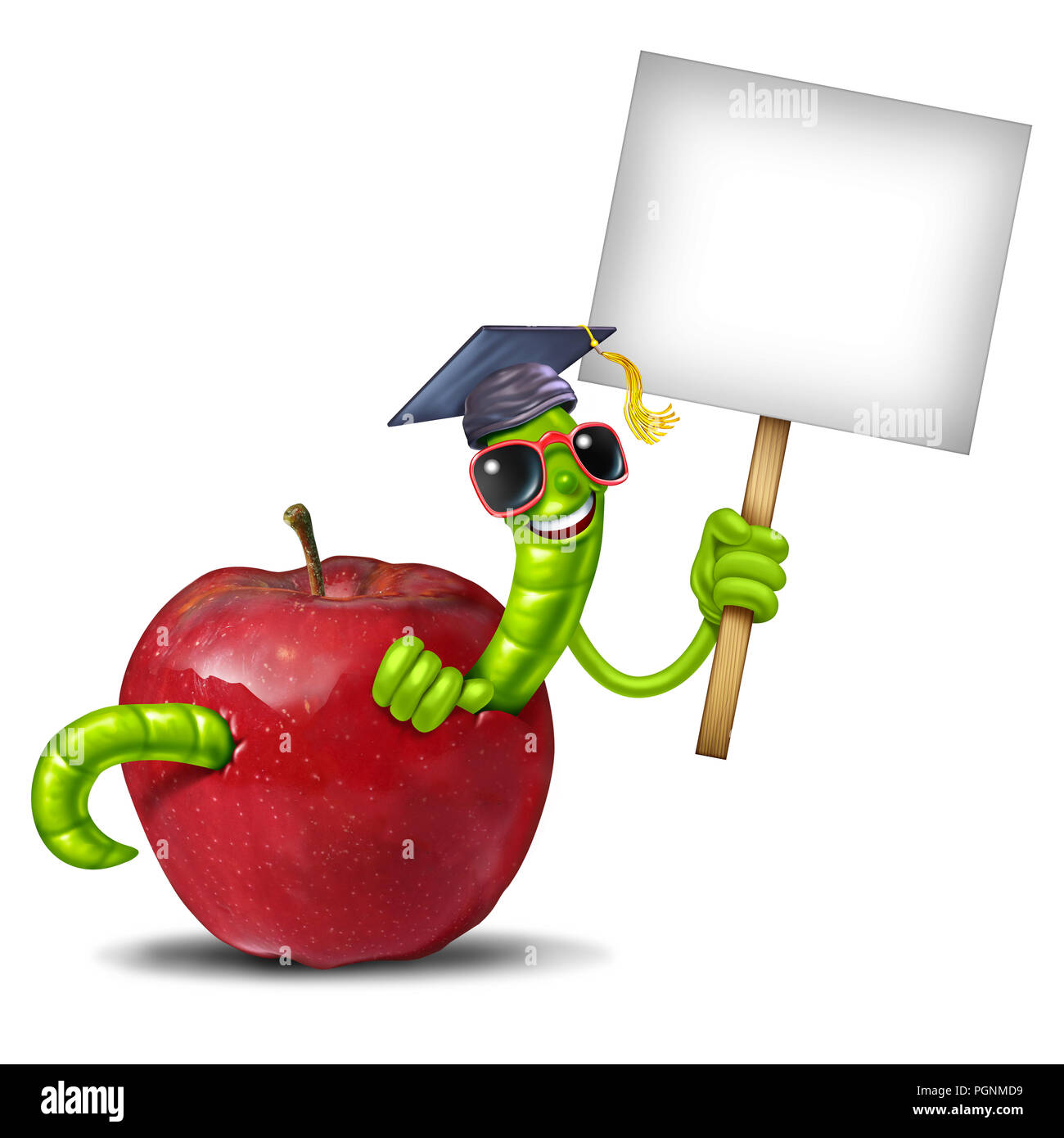 School worm blank sign as an education back to school concept as a red ...