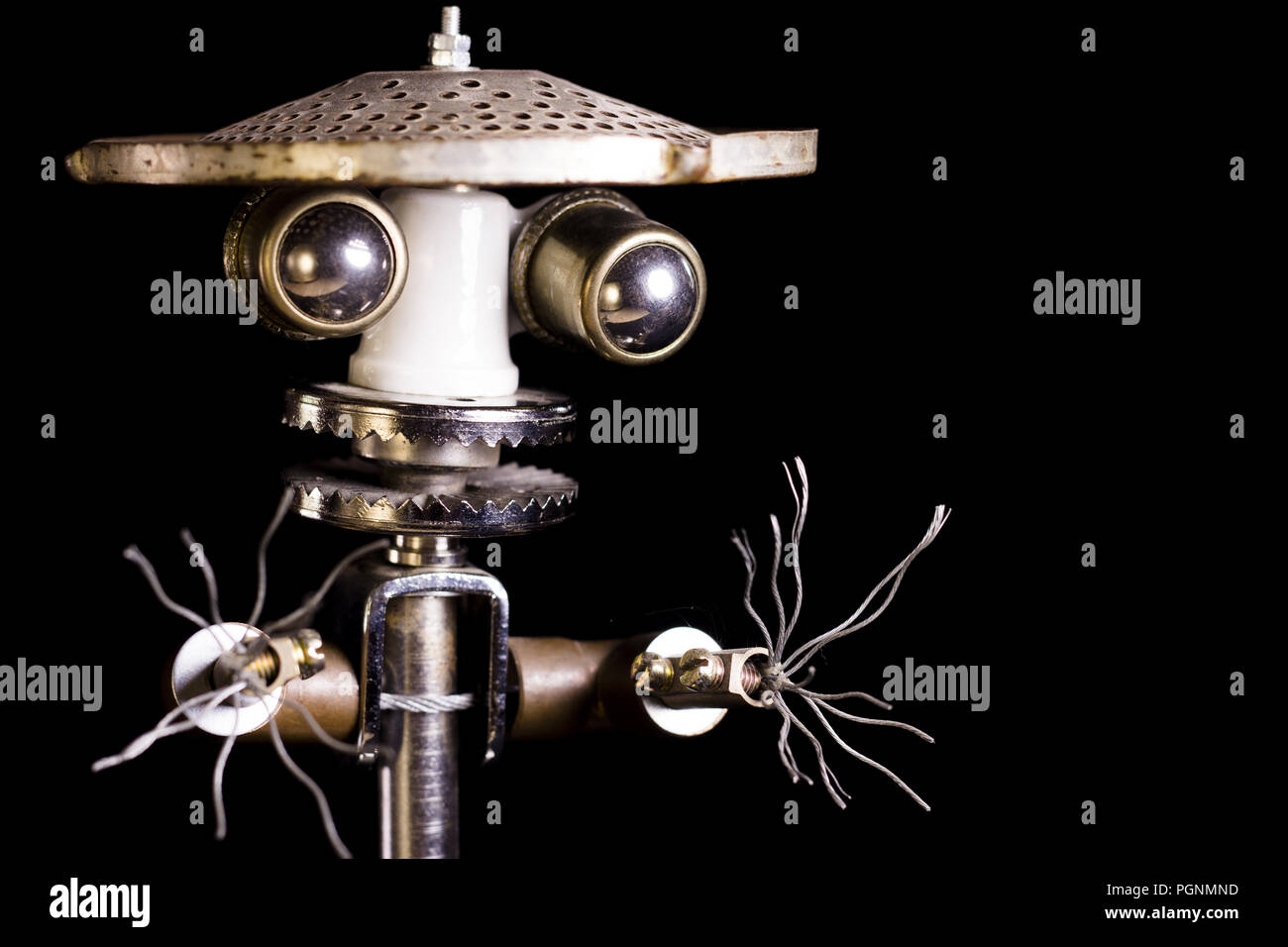Modern sculpture made with recycled materials. Similar to human ...