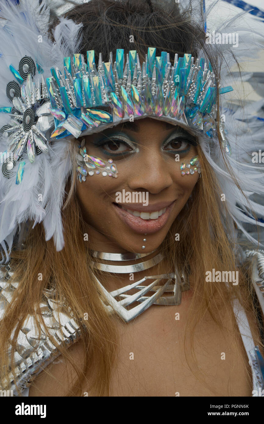Revellers dancing at Notting Hill carnival 2018. London,England,UK ...