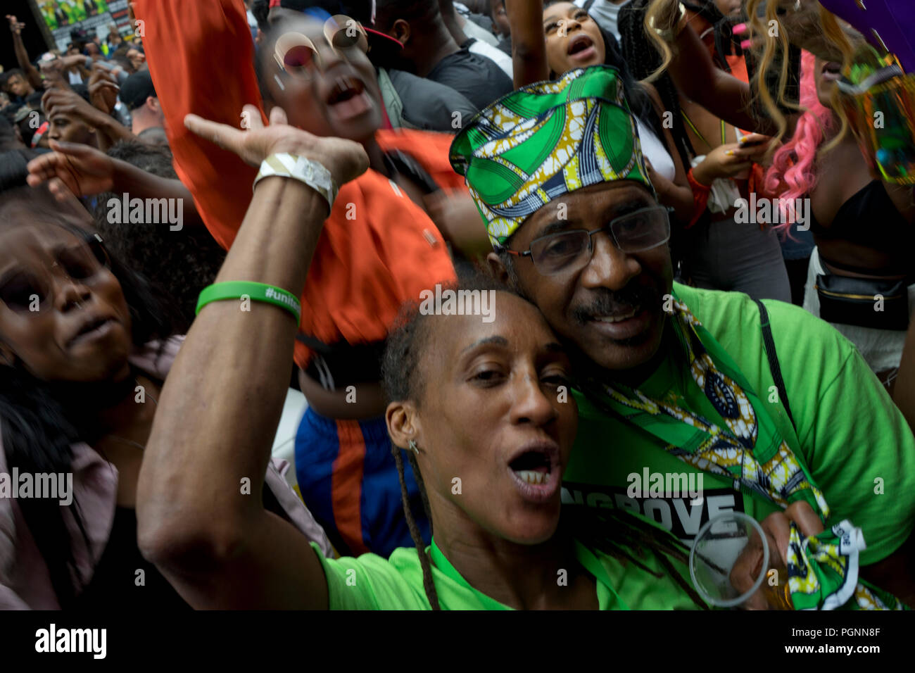 Revellers dancing at Notting Hill carnival 2018. London,England,UK ...