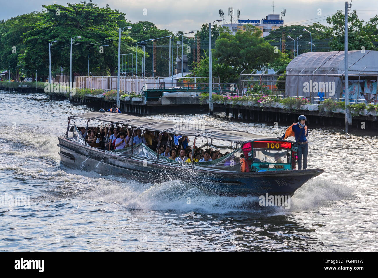 BANGKOK, THAILAND - JULY 05: This is a bus boat in Bang Kapi, bus boats ...