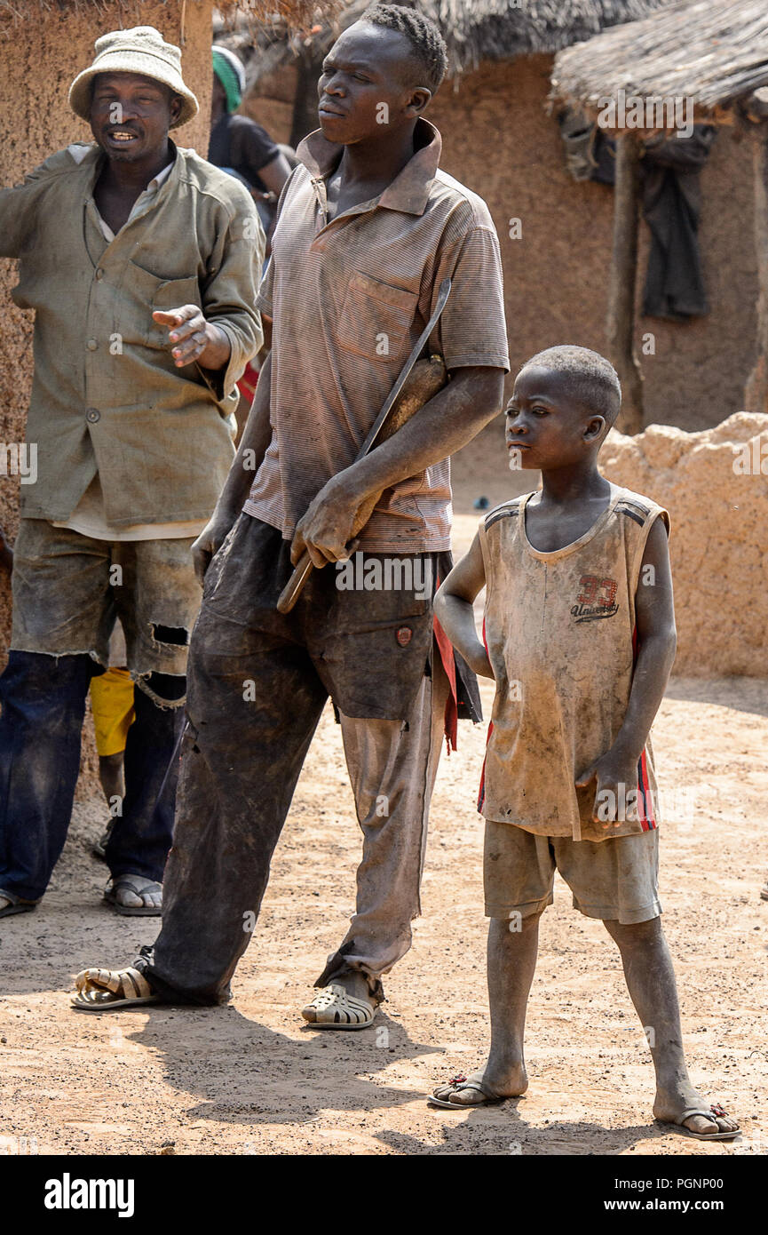 KARA REG., TOGO - JAN 14, 2017: Unidentified Konkomba people walk in ...