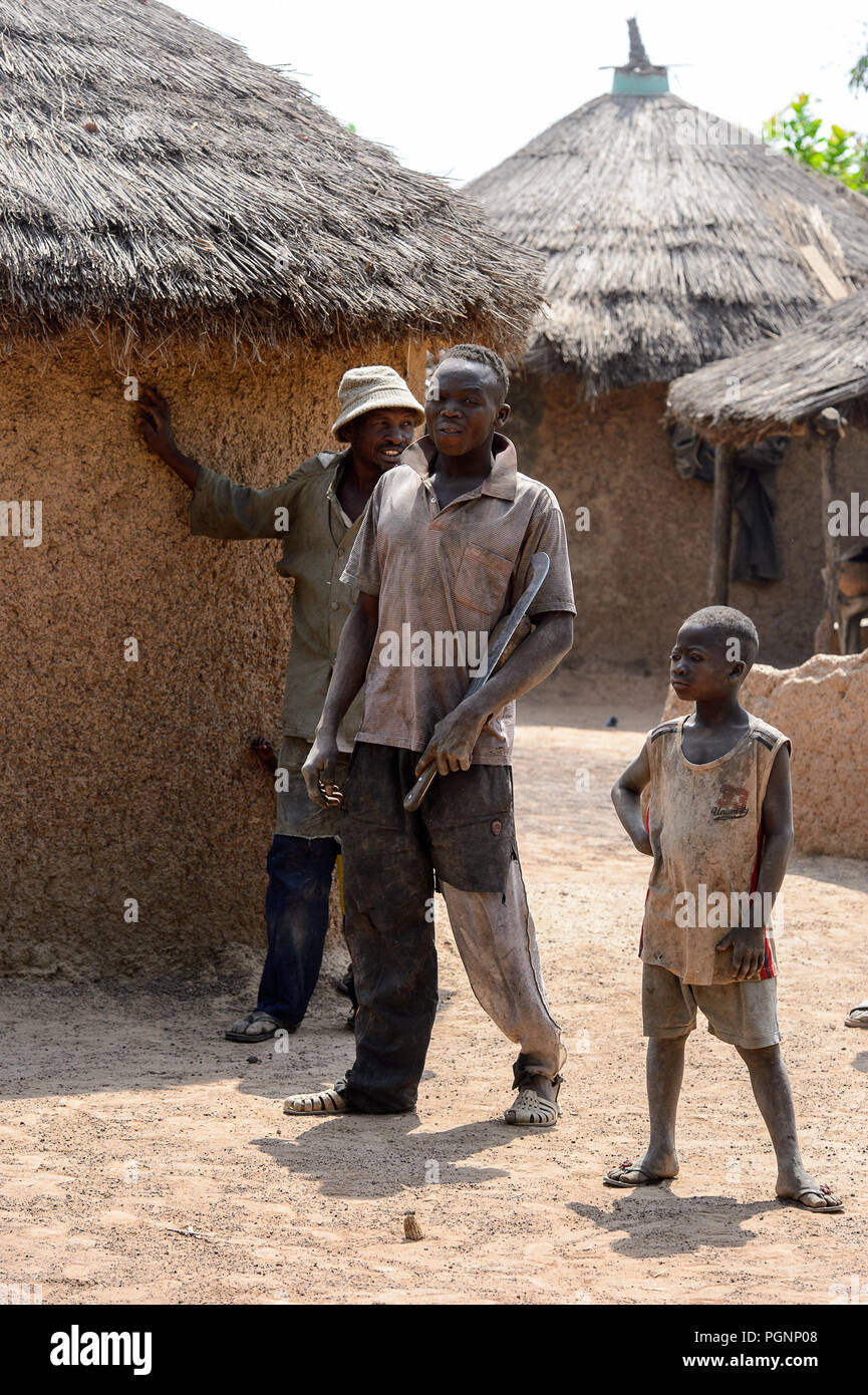 KARA REG., TOGO - JAN 14, 2017: Unidentified Konkomba people walk in ...