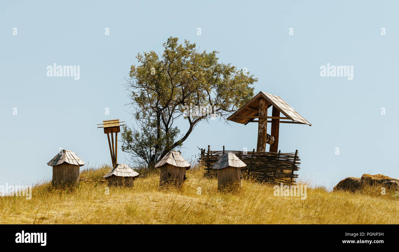 Ancient village well on a hill Stock Photo - Alamy