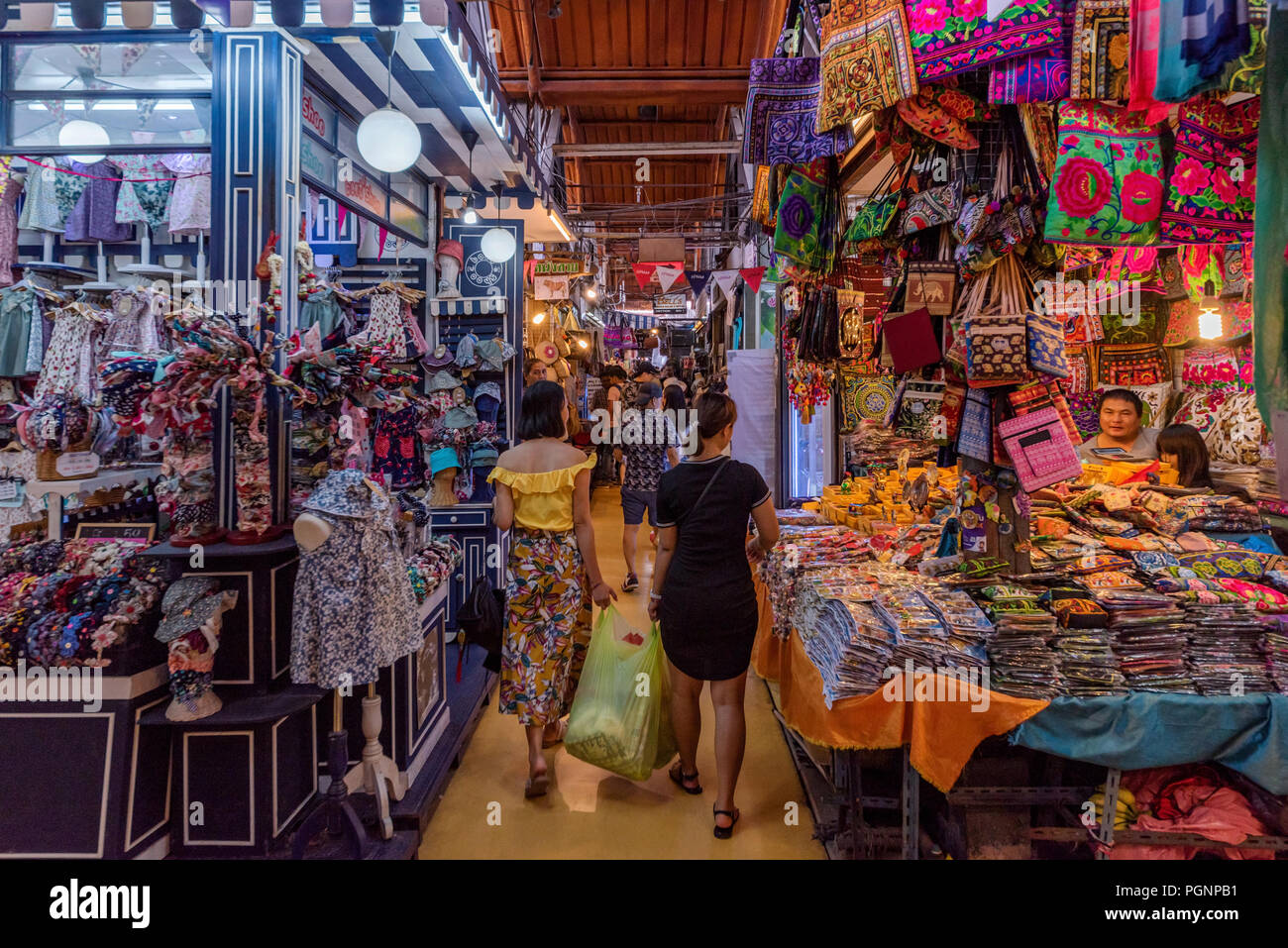 BANGKOK, THAILAND - JULY 15: Shops and stalls at the famous Chatuchak ...