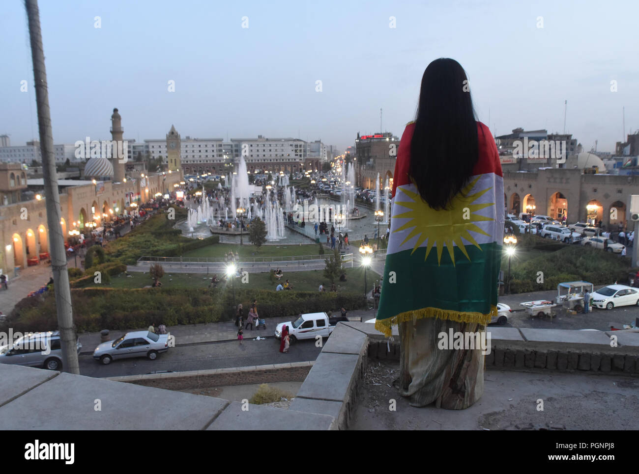 September 25, 2017 - Erbil, Kurdistan: Kurdish people celebrate in the ...