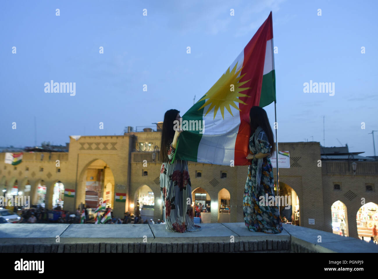 September 25, 2017 - Erbil, Kurdistan: Kurdish people celebrate in the ...