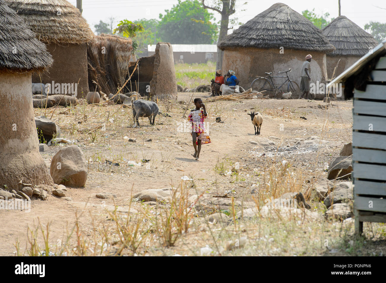 GHANI, GHANA - JAN 14, 2017: Unidentified Ghanaian little girl walks on ...
