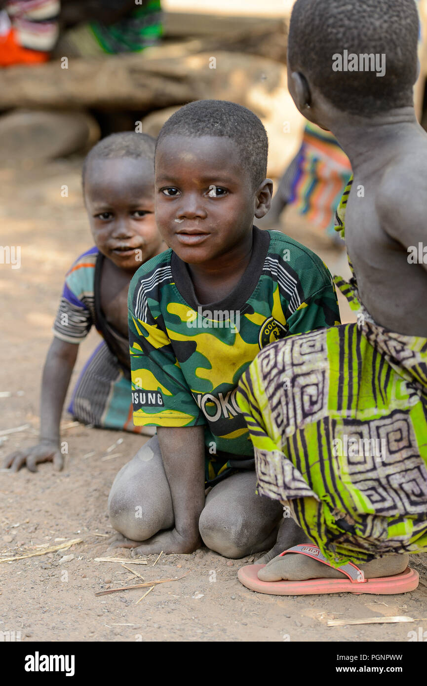 GHANI, GHANA - JAN 14, 2017: Unidentified Ghanaian little soiled boy ...