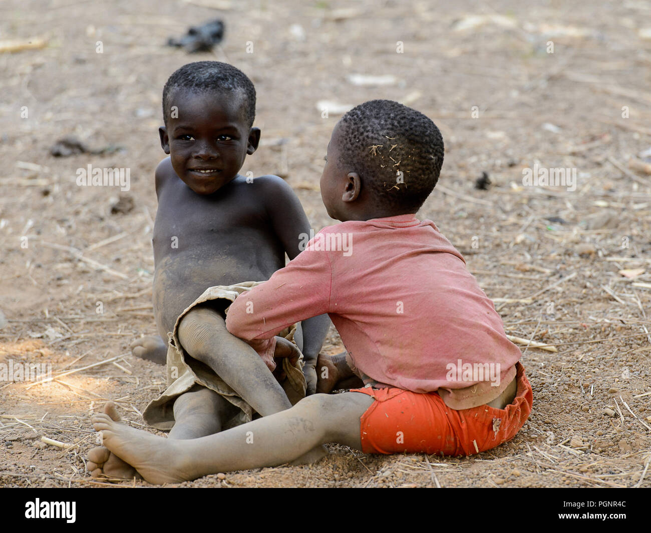 GHANI, GHANA - JAN 14, 2017: Unidentified Ghanaian boys play on the ...