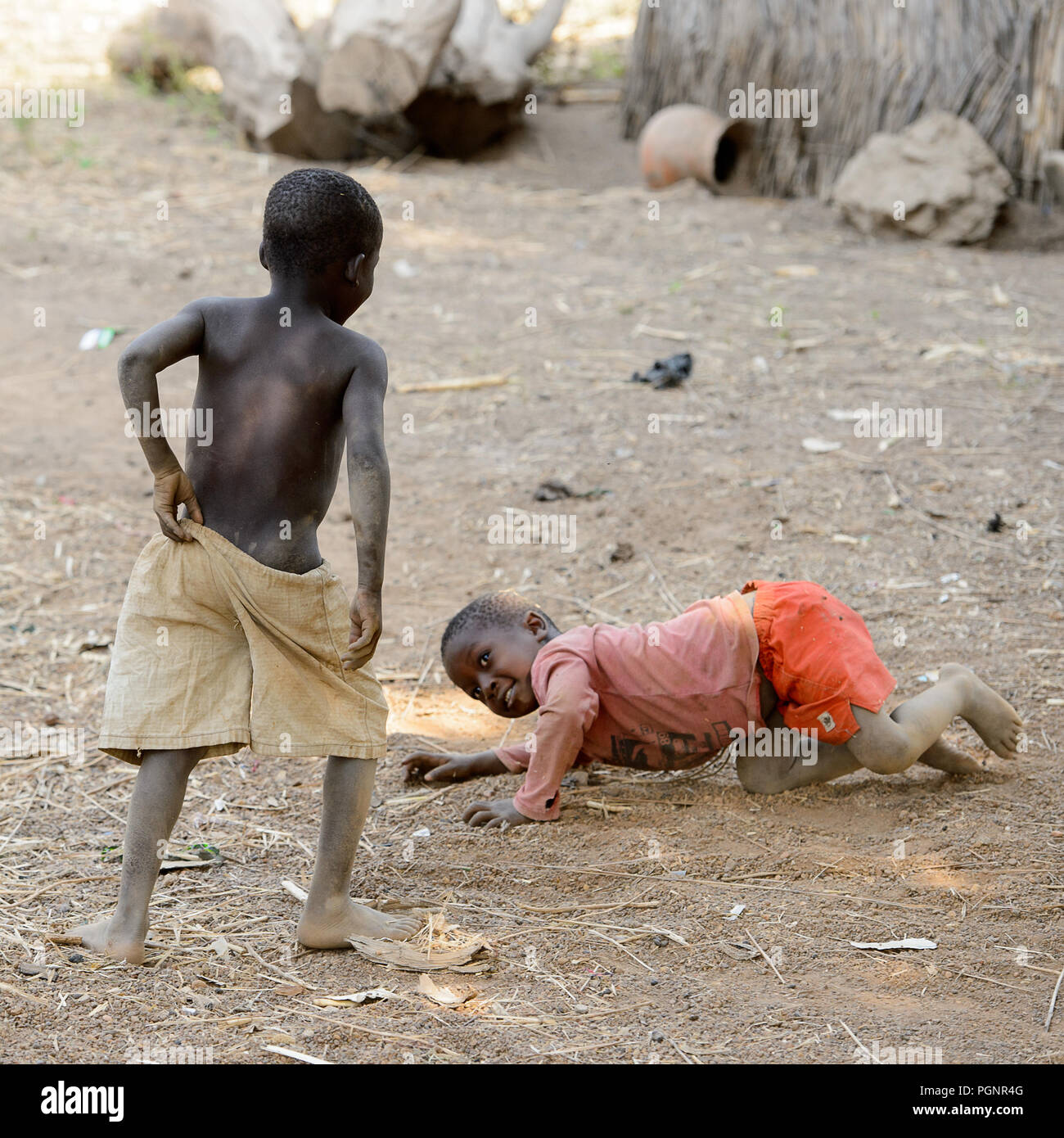 GHANI, GHANA - JAN 14, 2017: Unidentified Ghanaian boys play on the ...